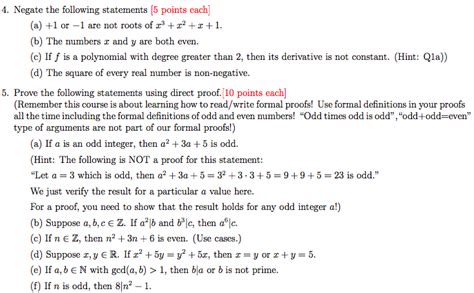 Solved 4 Negate The Following Statements 5 Points Each
