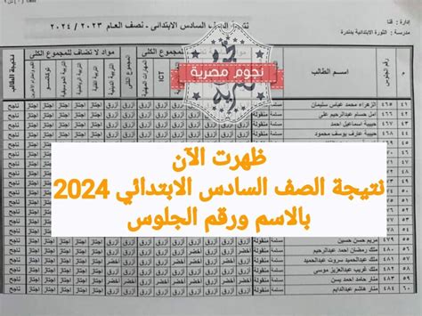 نجوم مصرية ظهرت الآن نتيجة الصف السادس الابتدائي 2024 محافظة