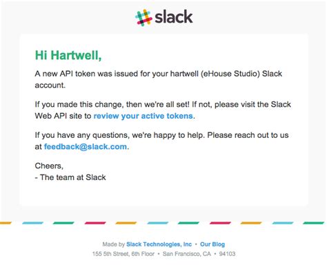 New Slack Api Token Issued From Slack Desktop Email View Really