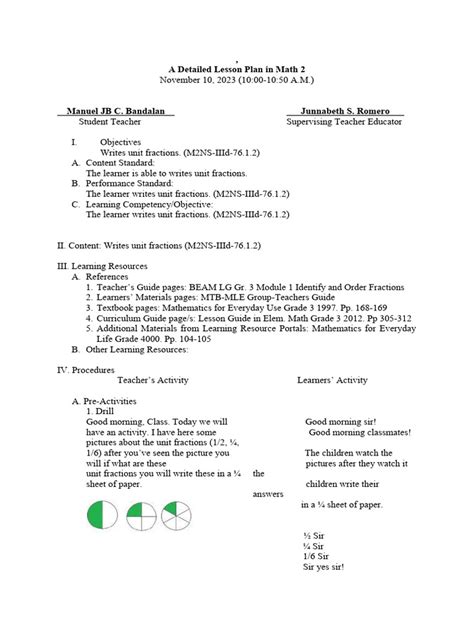 Lesson Plan Tegr 107 Pdf Mathematics Cognition