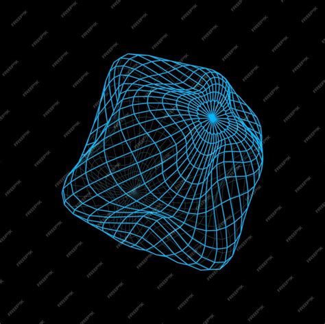 3d 미래형 구 및 구부러진 와이어프레임 공 모양 프리미엄 벡터