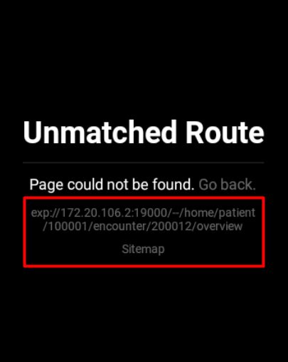Unmatched Route Issue When Trying To Navigate To The Other Screen In