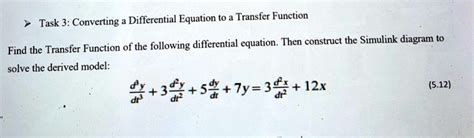 solved task 3 converting a differential equation to a transfer