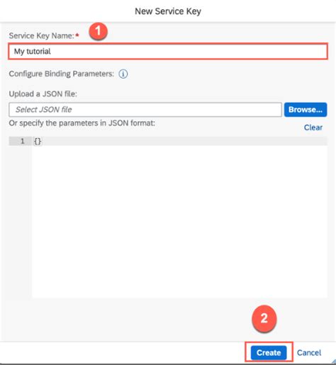 create a service instance and service key for document management service sap tutorials