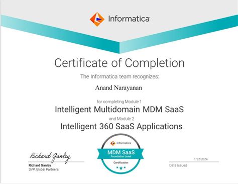 Completed My Informatica Mdm Saas Foundation Anand Narayanan