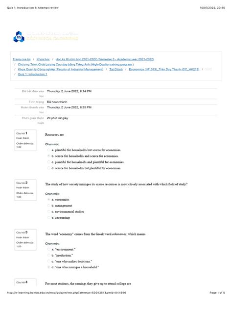 Quiz 1 Introduction 1 Attempt Review Pdf