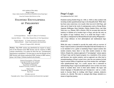 Friends Of The Sep Society Preview Of Freges Logic Pdf