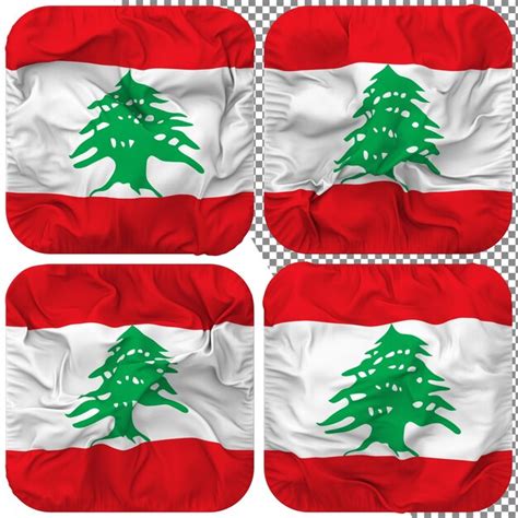 Premium Psd Lebanon Flag Squire Shape Isolated Different Waving Style Bump Texture 3d Rendering