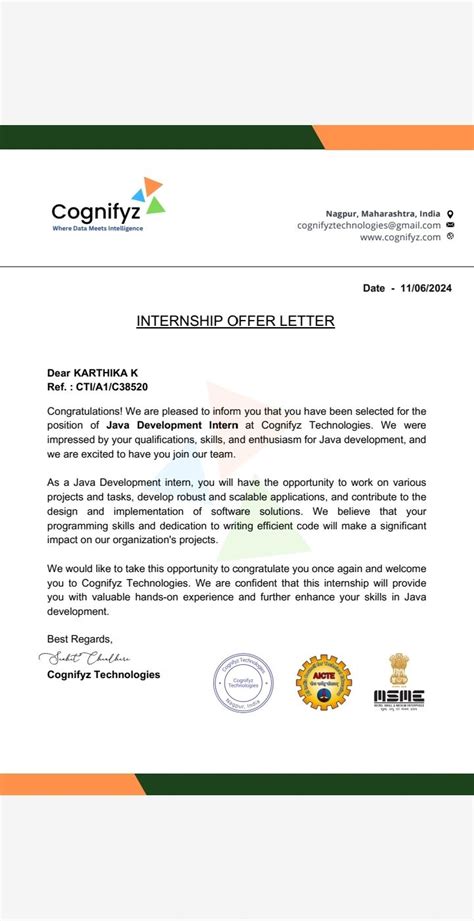 Karthika K On Linkedin Internship Javadevelopment Cognifyztechnologies
