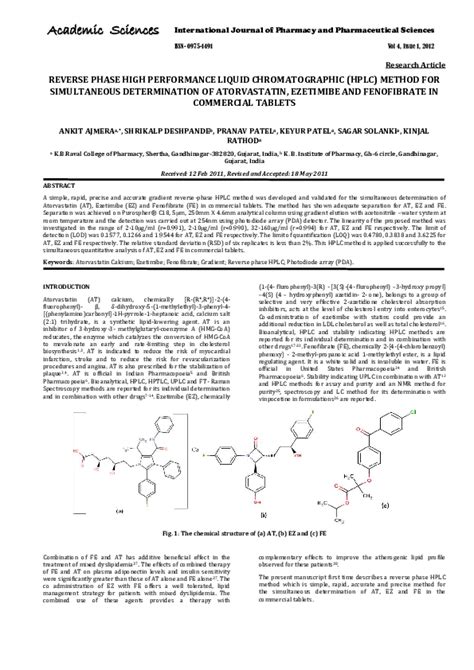 Pdf Reverse Phase High Performance Liquid Chromatographic Hplc Method For Simultaneous
