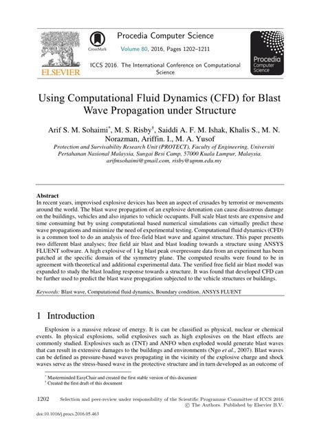 Pdf Using Computational Fluid Dynamics Cfd For Blast Wave