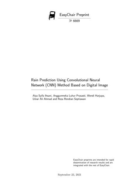 Pdf Rain Prediction Using Convolutional Neural Network Cnn Dokumen