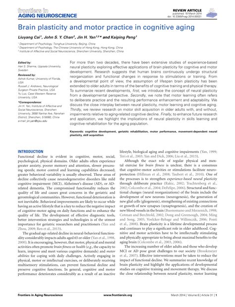 Pdf Brain Plasticity And Motor Practice In Cognitive Aging
