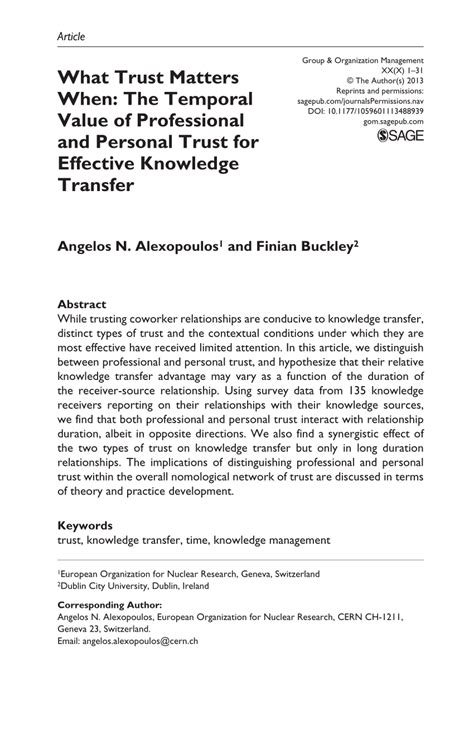 Pdf What Trust Matters When The Temporal Value Of Professional And