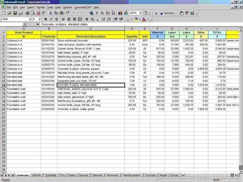 Construction Estimating Spreadsheet Excel Sosfuer Spreadsheet For