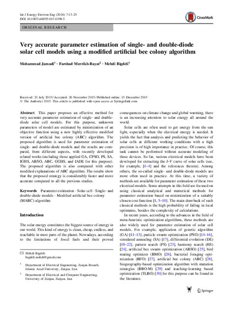 Pdf Very Accurate Parameter Estimation Of Single And Double Diode