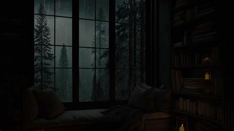 어두운 방 창가 의자에 앉아 창밖으로 떨어지는 빗소리 깊고 편안한 잠에 빠지다 Rain By The Window Of The Book Room Youtube