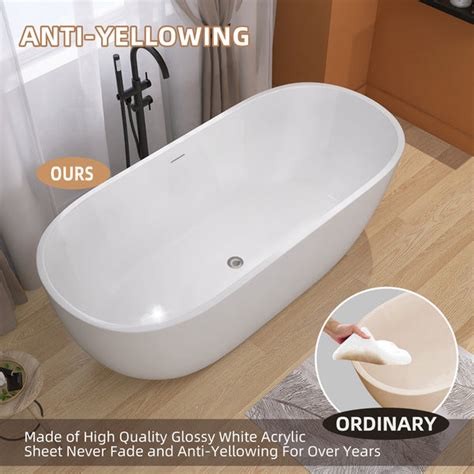 Getpro Acrylic Free Standing Tub 55 Inch Double Walled Insulation Fr