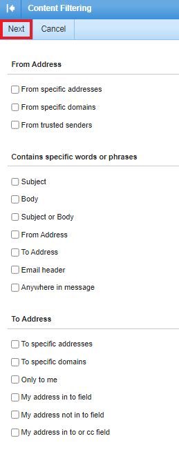 content filtering in smartermail