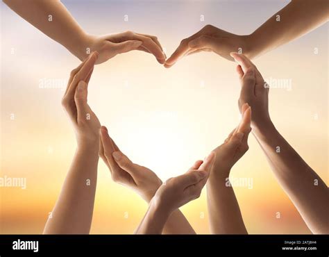 Symbol And Shape Of Heart Created From Hands The Concept Of Unity Cooperation Partnership