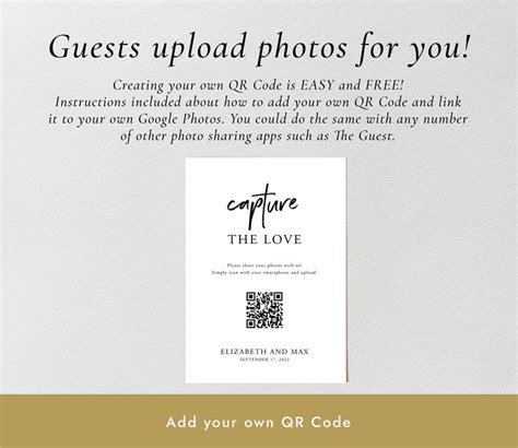 Modern Script Capture The Love With Qr Code Printable Guest Etsy