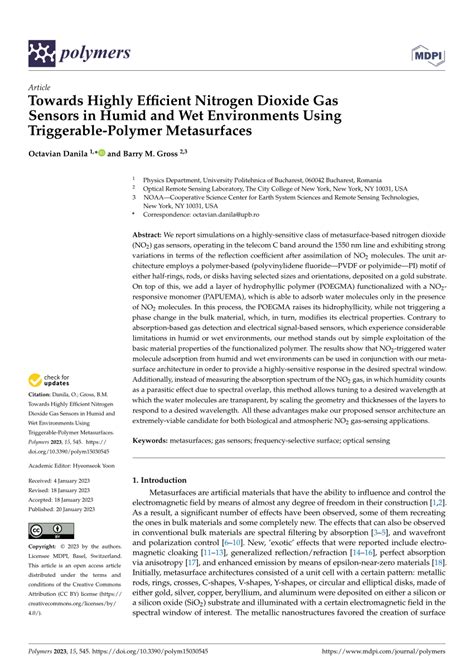 Pdf Towards Highly Efficient Nitrogen Dioxide Gas Sensors In Humid And Wet Environments Using