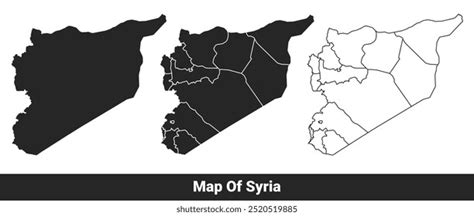 Black Map Syria Flat Outline Style Stock Vector Royalty Free