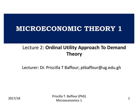 Pdf Microeconomics Theory 1 · Pdf Fileassumptions •the Consumer Is Rational •ordinal Utility