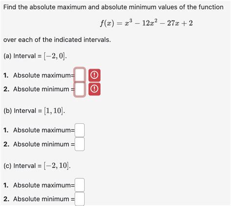 Solved Find The Absolute ﻿maximum And Absolute ﻿minimum