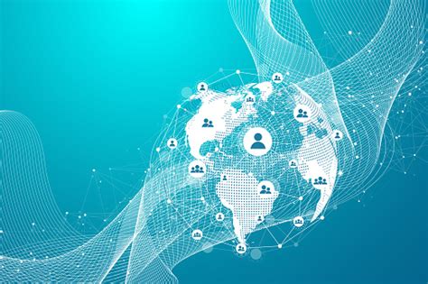 글로벌 네트워크 연결 글로벌 비즈니스의 세계지도 포인트 및 라인 구성 개념 인터넷 기술 소셜 네트워크 벡터 일러스트레이션 개념에 대한 스톡 벡터 아트 및 기타 이미지