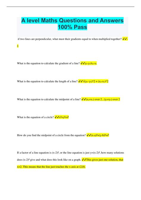 A Level Maths Questions And Answers 100 Pass A Level Maths Stuvia Us