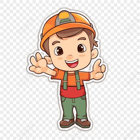 건설 노동자 마스코트 스티커 일러스트 벡터 레이 션몸짓머리카락 Png 일러스트 무료 다운로드 Lovepik