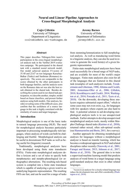 Pdf Neural And Linear Pipeline Approaches To Cross Lingual