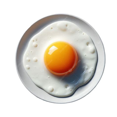 A Top Down View Of Sunny Side Up Egg On White Plate Featuring Vibrant