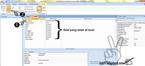 pengertian dan langkah langkah membuat tabel dengan ms access layar kerja