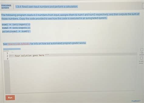 Solved Challenge 1 3 4 Read User Input Numbers And Perform A Calculation Activity The Followin