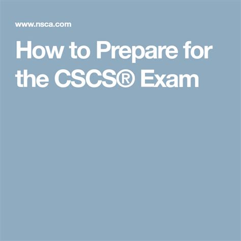 How To Prepare For The CSCS Exam