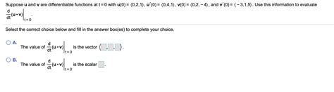 Solved Suppose U And V Are Differentiable Functions At T Chegg