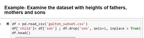 Example Examine The Dataset With Heights Of Fathers
