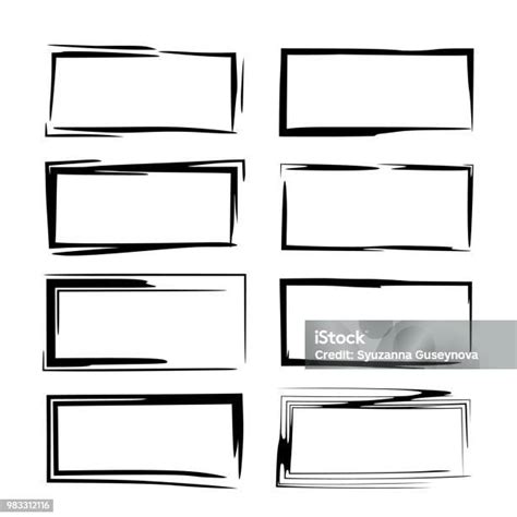 검은 Empy 그런 지 프레임의 집합입니다 벡터 일러스트입니다 0명에 대한 스톡 벡터 아트 및 기타 이미지 0명 긁힌 깨짐 Istock