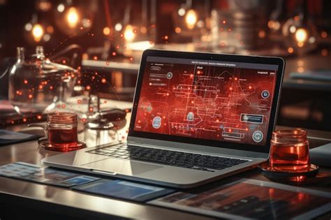 Premium Ai Image Infographic Charts Analyze Corporate Laptop Antivirus Or Phishing Malware