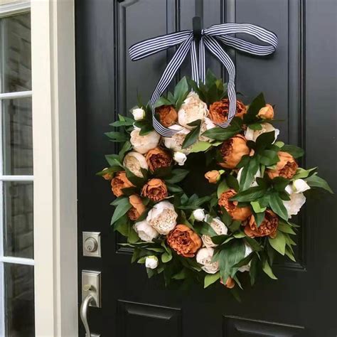 Badu Bg 35 40 см коледни гирлянди Венци от изкуствени божури Сезонни цветни розови оранжеви