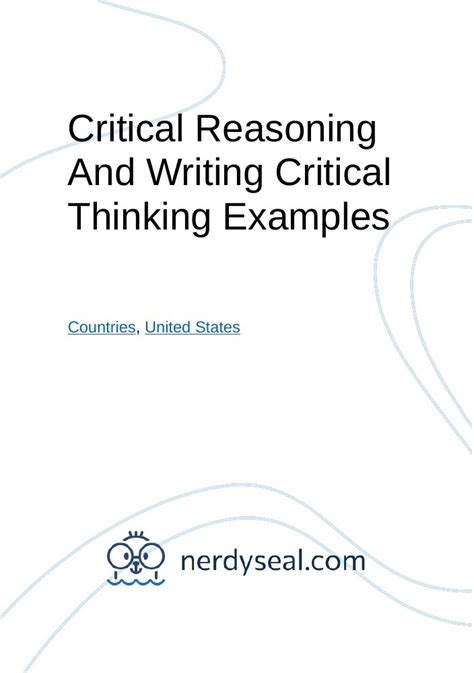 Critical Reasoning And Writing Critical Thinking Examples 289 Words