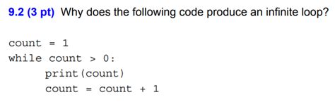 Solved 92 3 Pt Why Does The Following Code Produce An