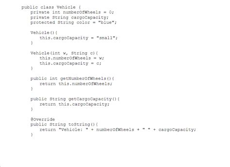 Solved Public Class Vehicle Private Int Numberofwheels