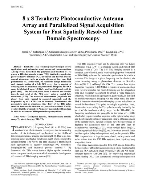 pdf 8 x 8 terahertz photoconductive antenna array and parallelized