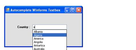 how to use autocomplete textbox from list in c windows application