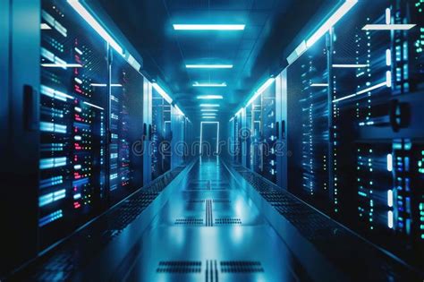 Futuristic Data Center Corridor With Led Lighting Stock Image Image Of Server Tech 319411675