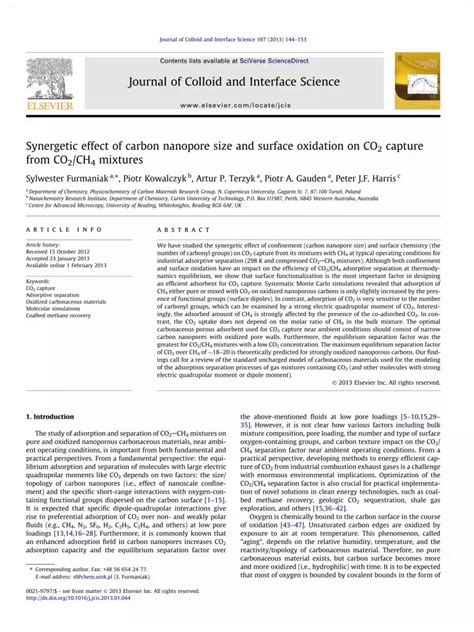 Pdf Synergetic Effect Of Carbon Nanopore Size And Surface Oxidation On Co2 Capture From Co2