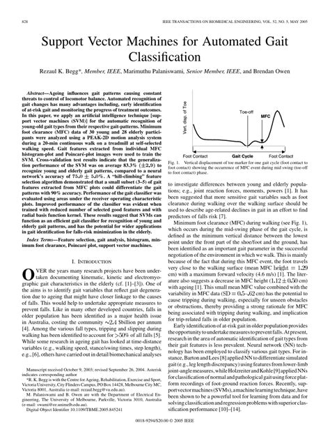 Pdf Support Vector Machines For Automated Gait Classification